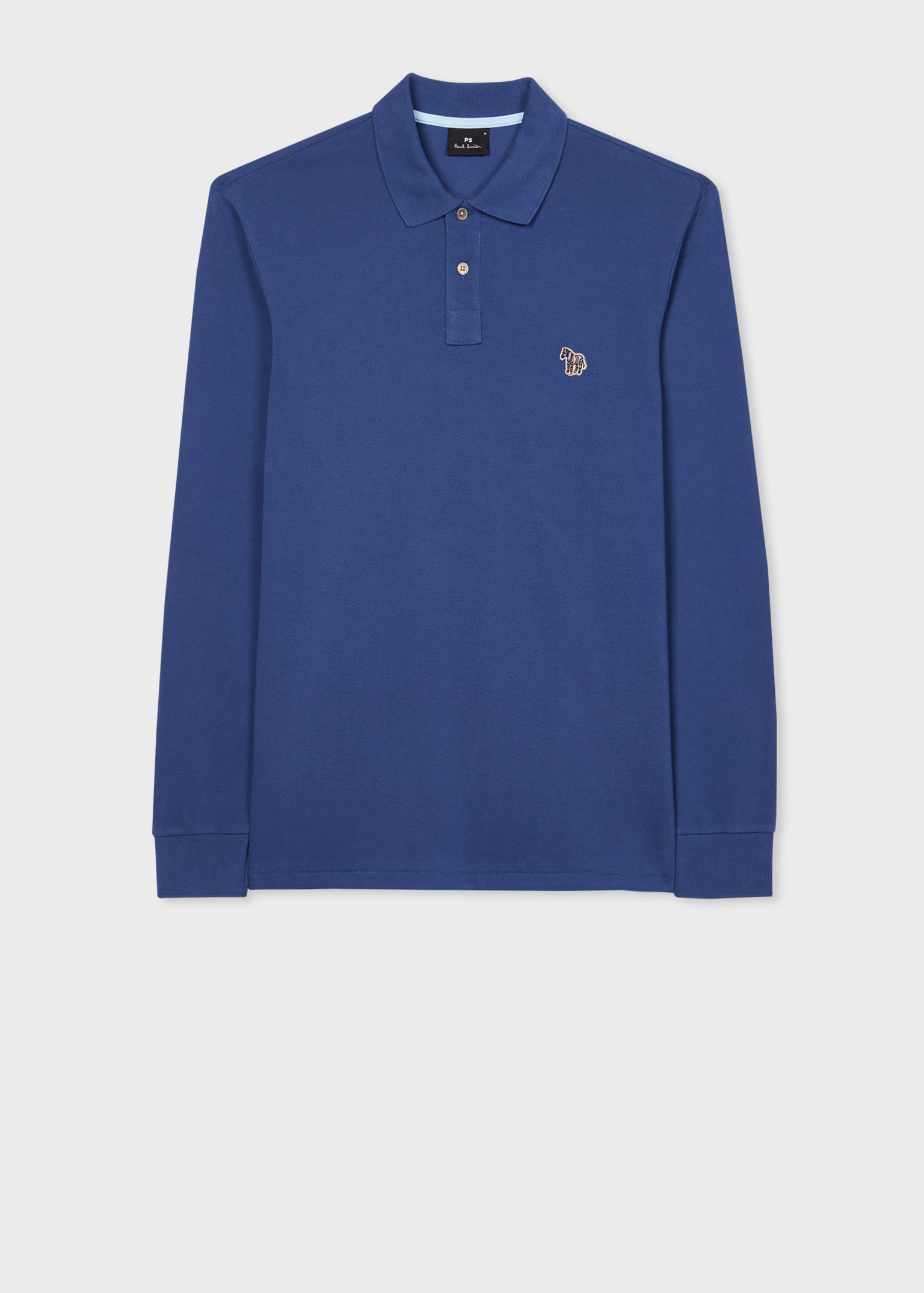 Men's Indigo Blue Long-Sleeve Zebra Logo Polo Shirt