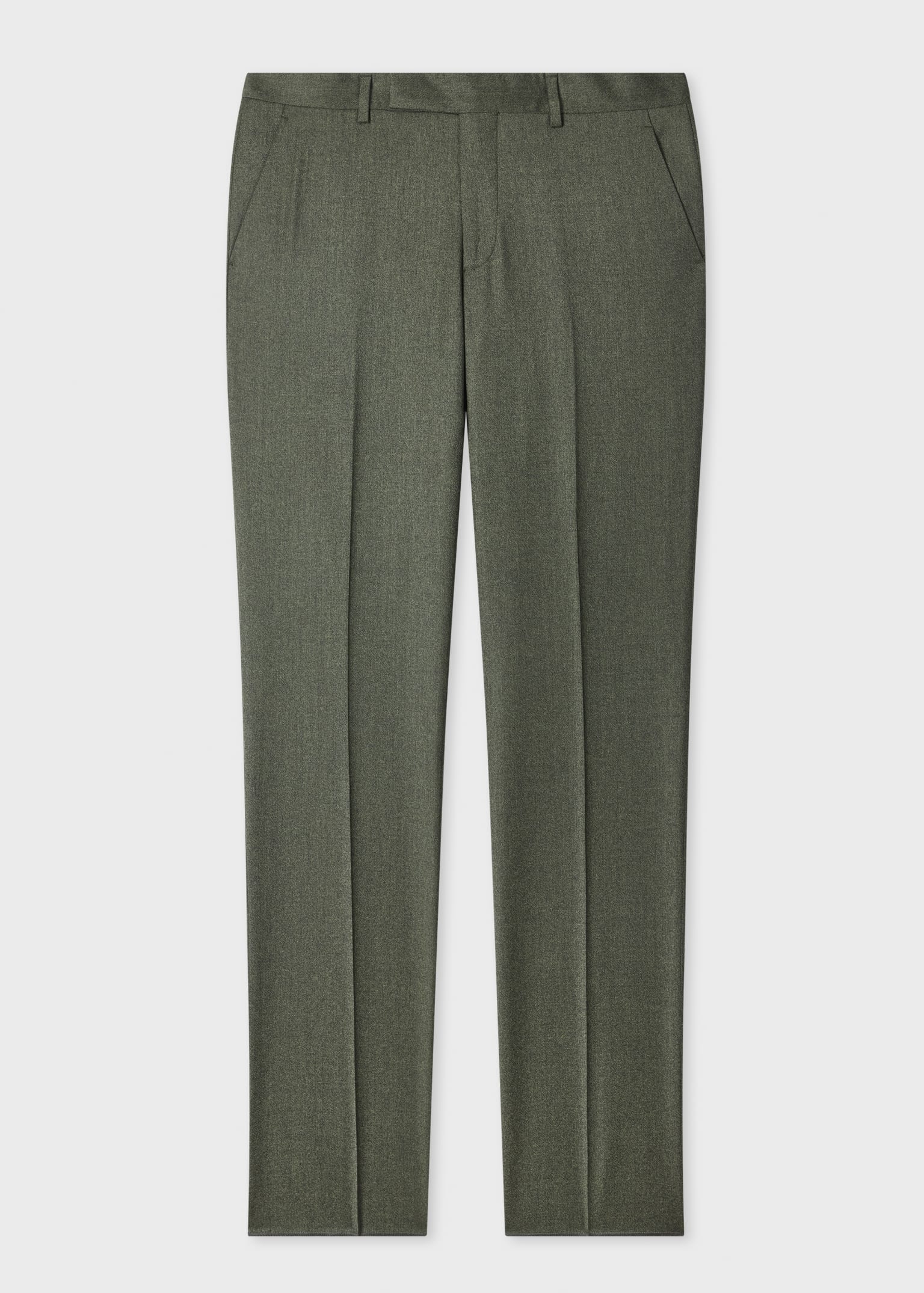 Men's Tapered-Fit Green Overdyed Wool-Cashmere Flannel Trousers