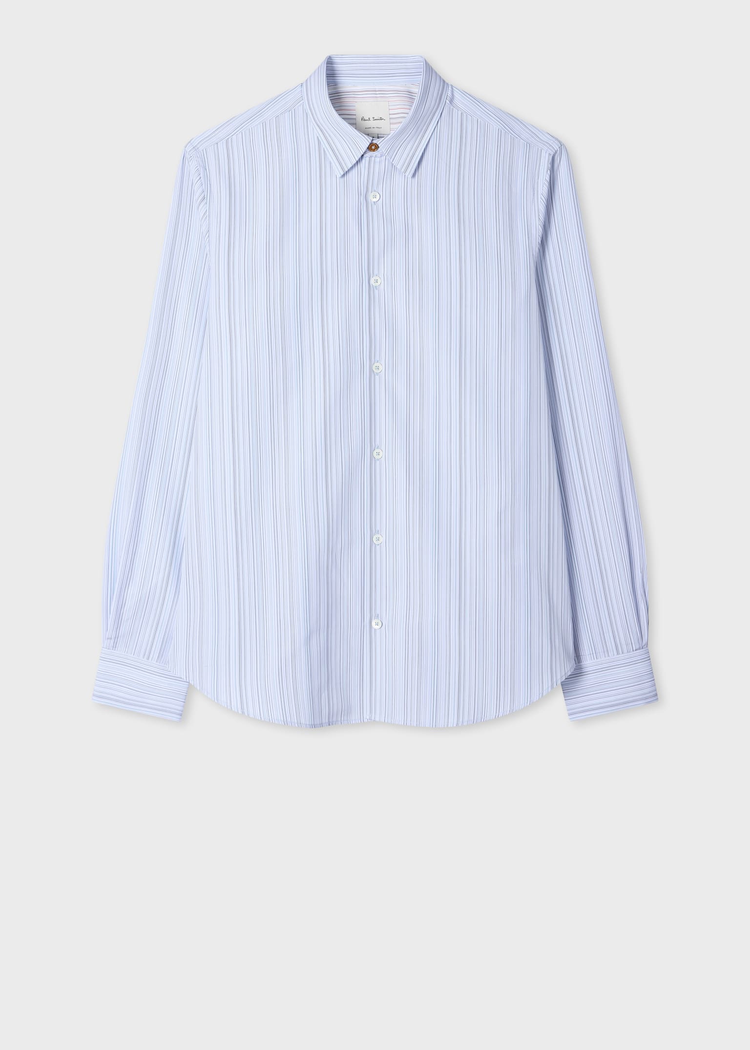 Men's Slim-Fit Light Blue 'Signature Stripe' Cotton Shirt