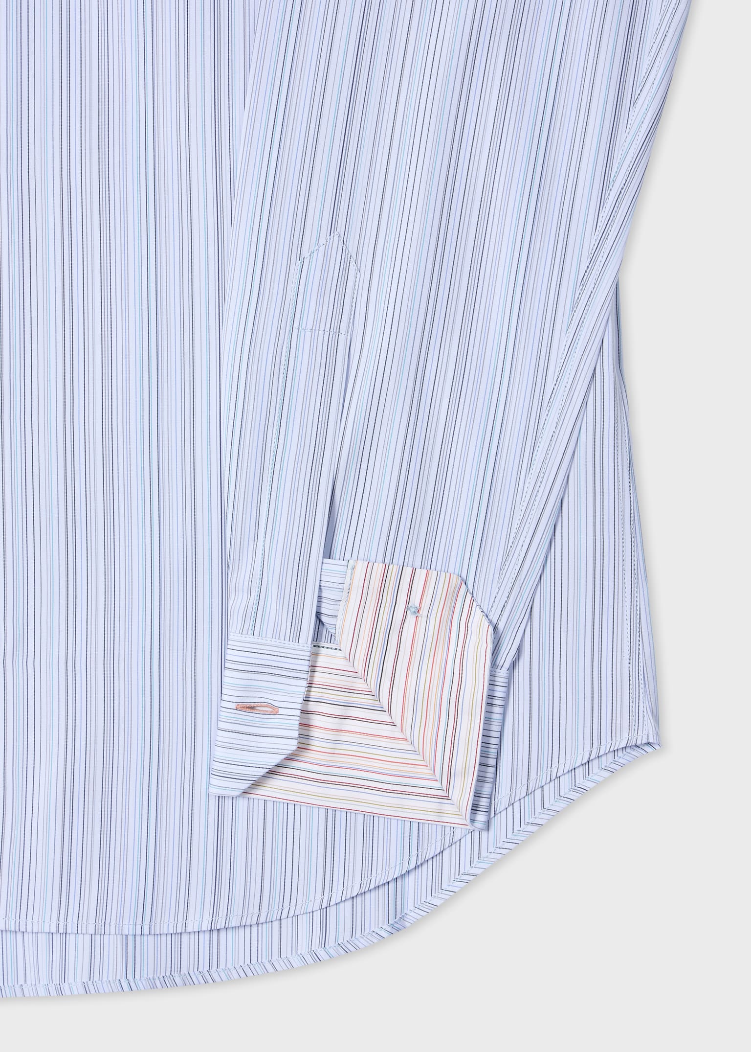 Men's Slim-Fit Light Blue 'Signature Stripe' Cotton Shirt