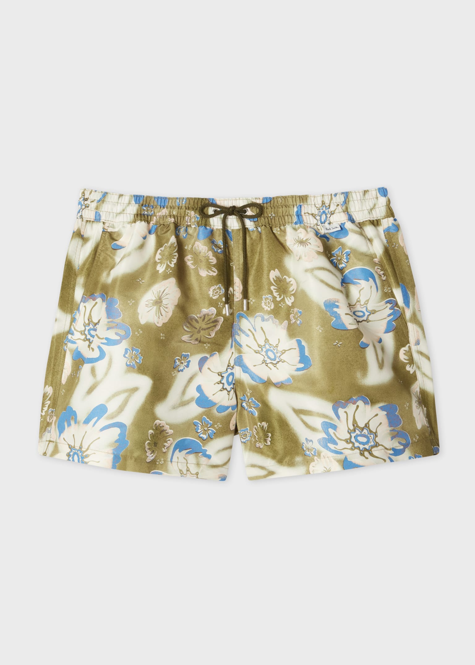 Men's Khaki Green 'Riso Floral' Print Swim Shorts