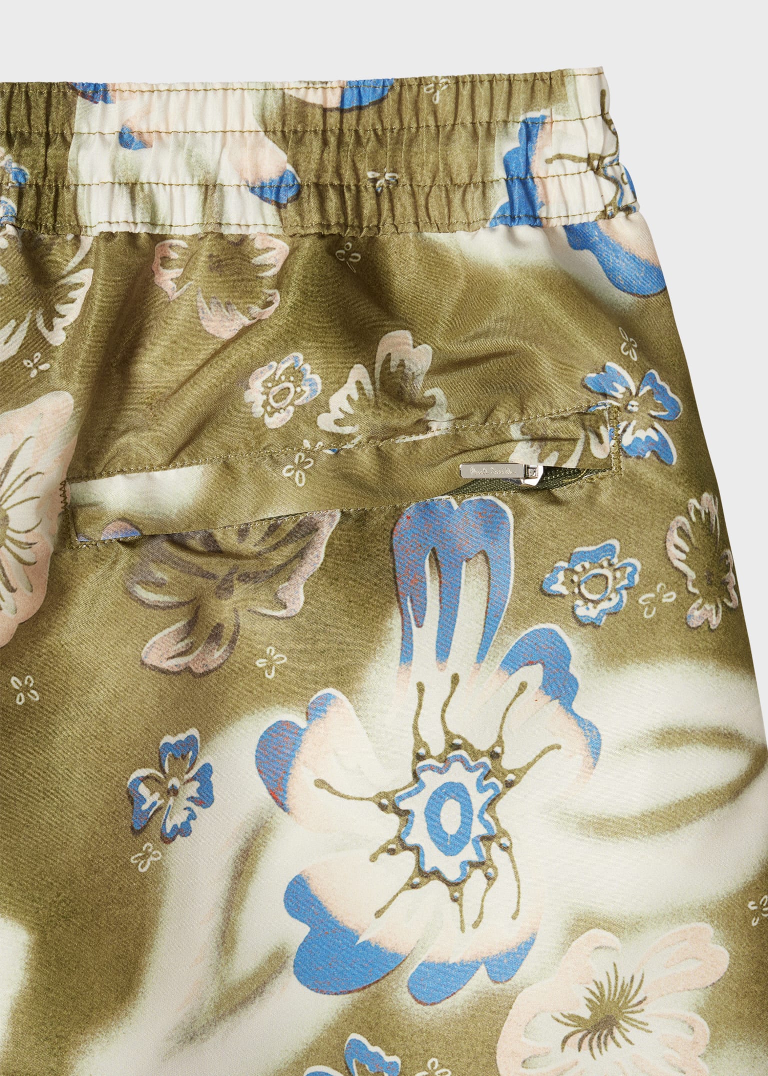 Men's Khaki Green 'Riso Floral' Print Swim Shorts