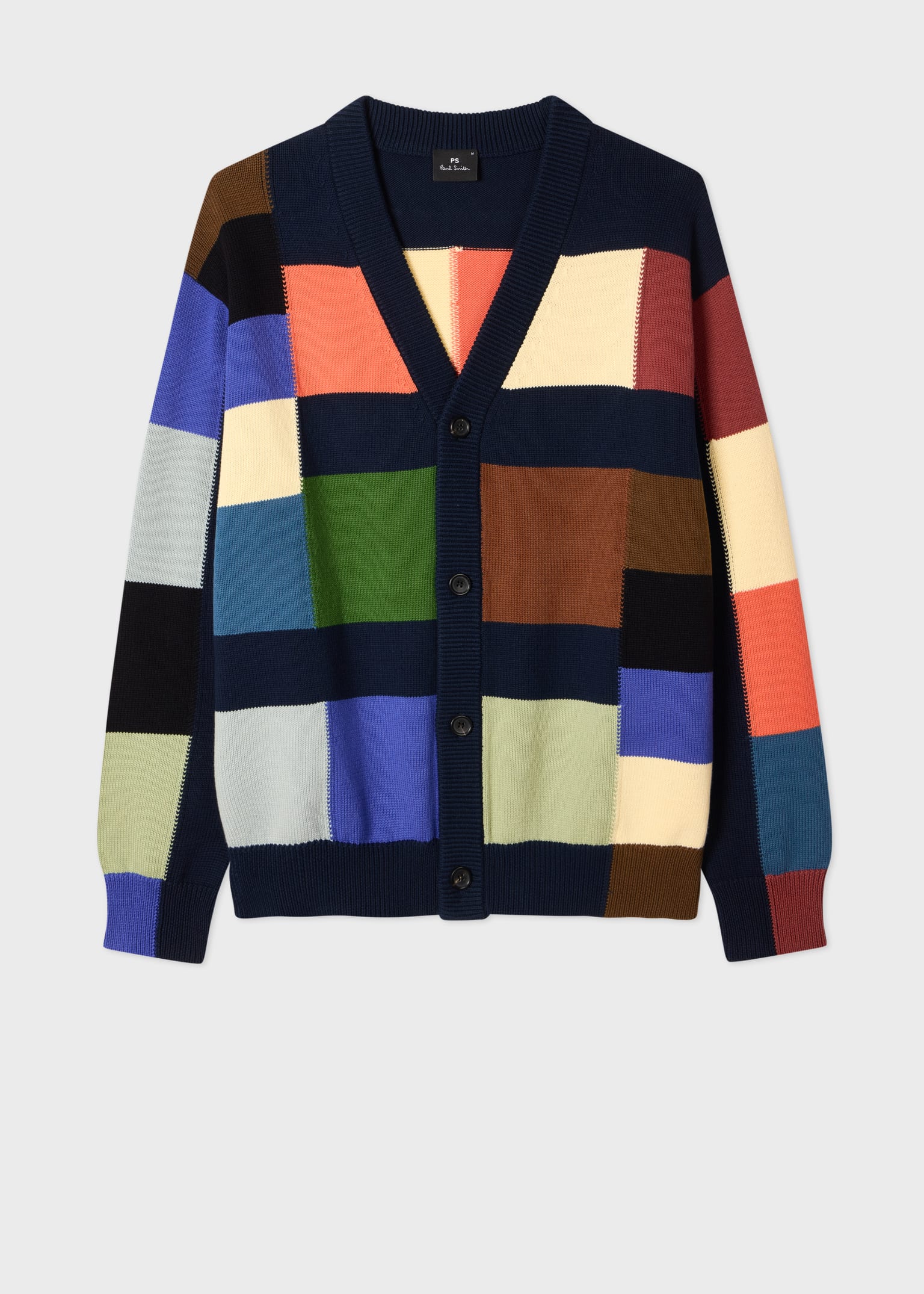 Men's Multicolour Patchwork Cotton Cardigan