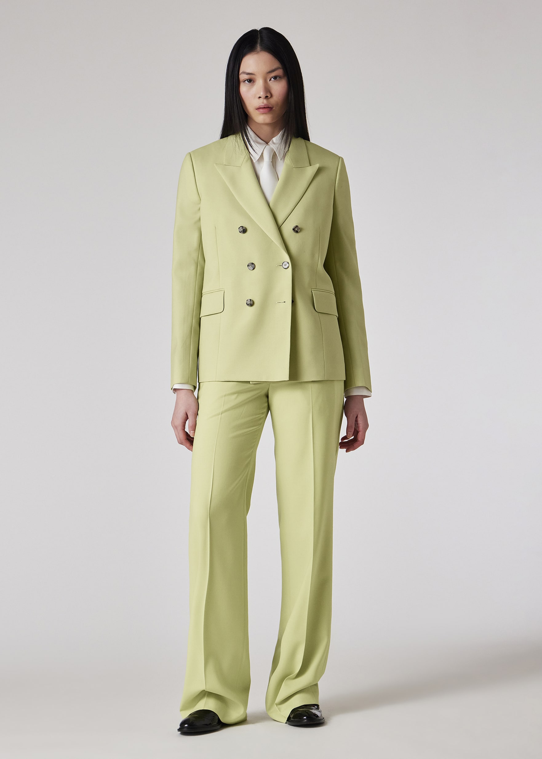 Women's A Suit To Travel In - Pistachio Wool Double Breasted Blazer