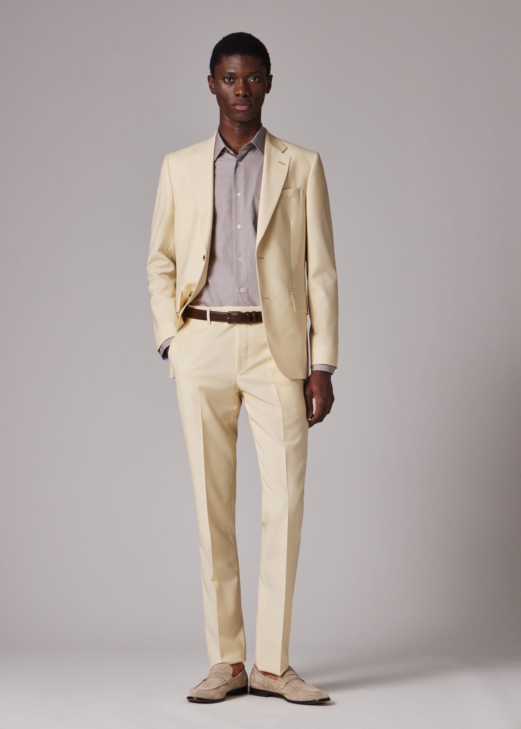 Men's Butter Yellow Wool-Mohair Suit