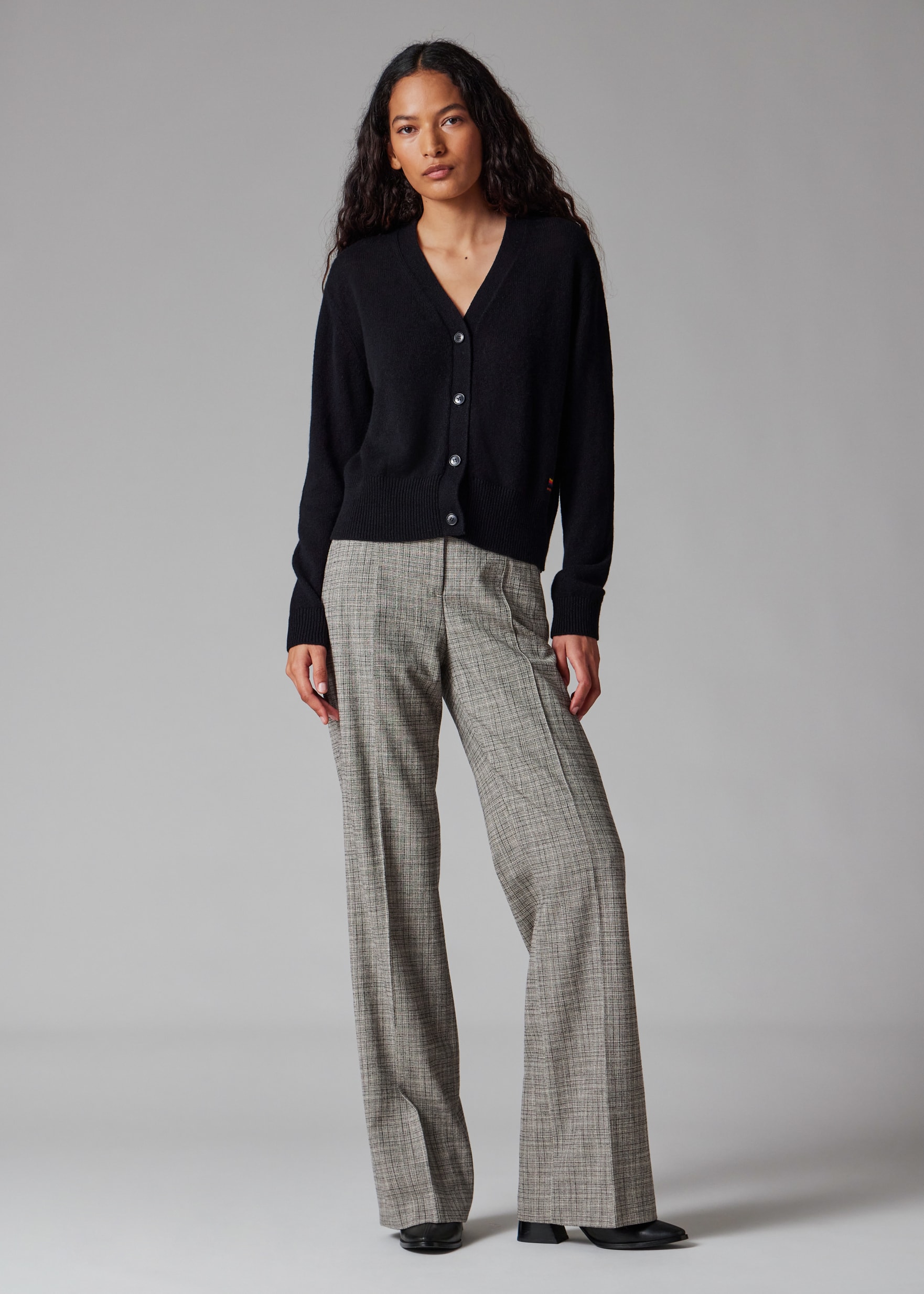 Women's Black Cashmere Knitted Cardigan