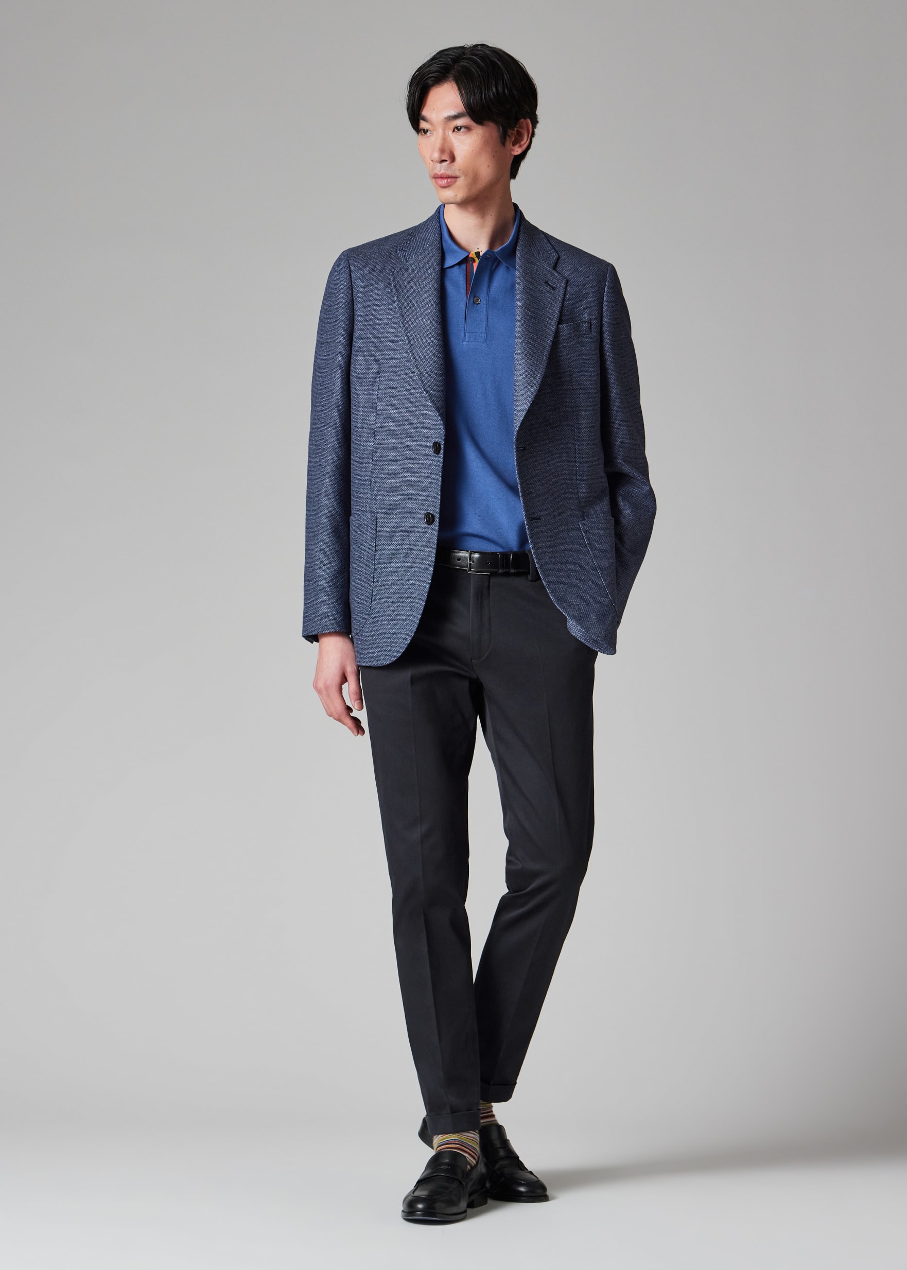 Men's Blue 'Artist Stripe' Placket Polo Shirt