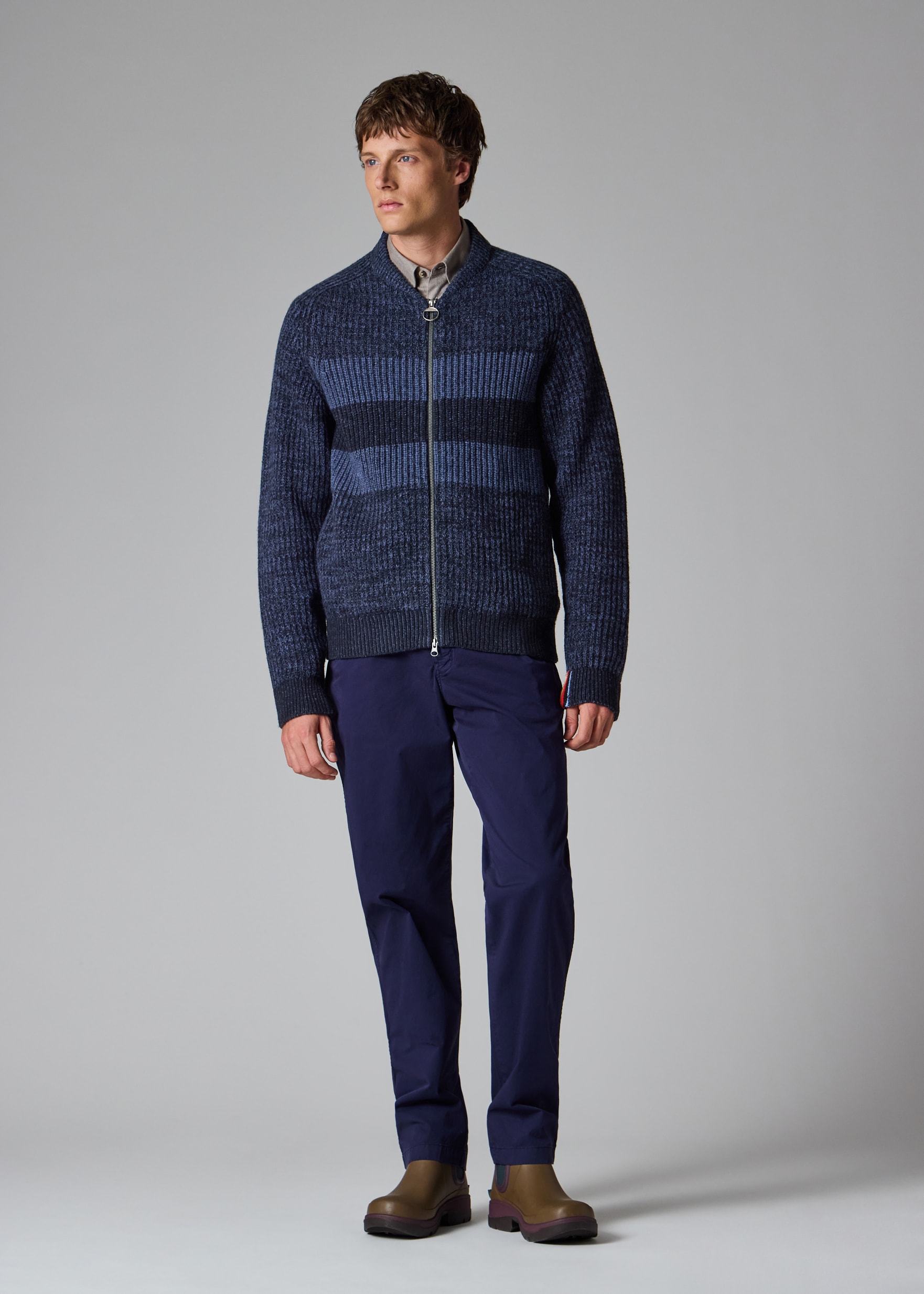 Paul Smith loves Barbour - Navy Knitted Bomber Cardigan