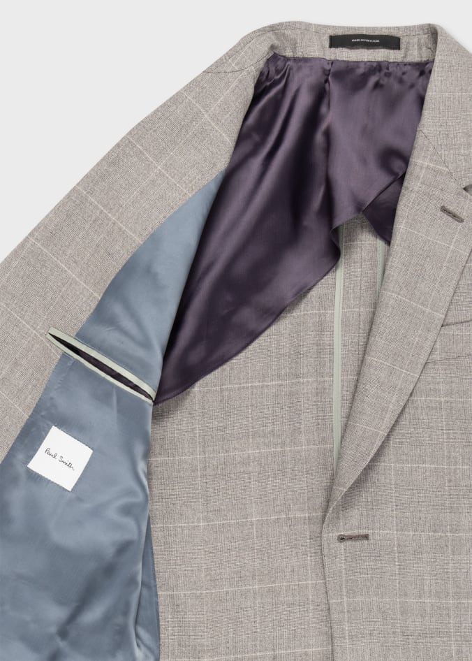 Tailored-Fit Grey Multi-Check Wool Buggy-Lined Suit