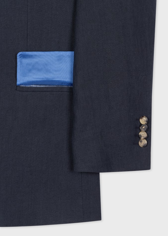 Tailored-Fit Navy Linen Buggy-Lined Suit