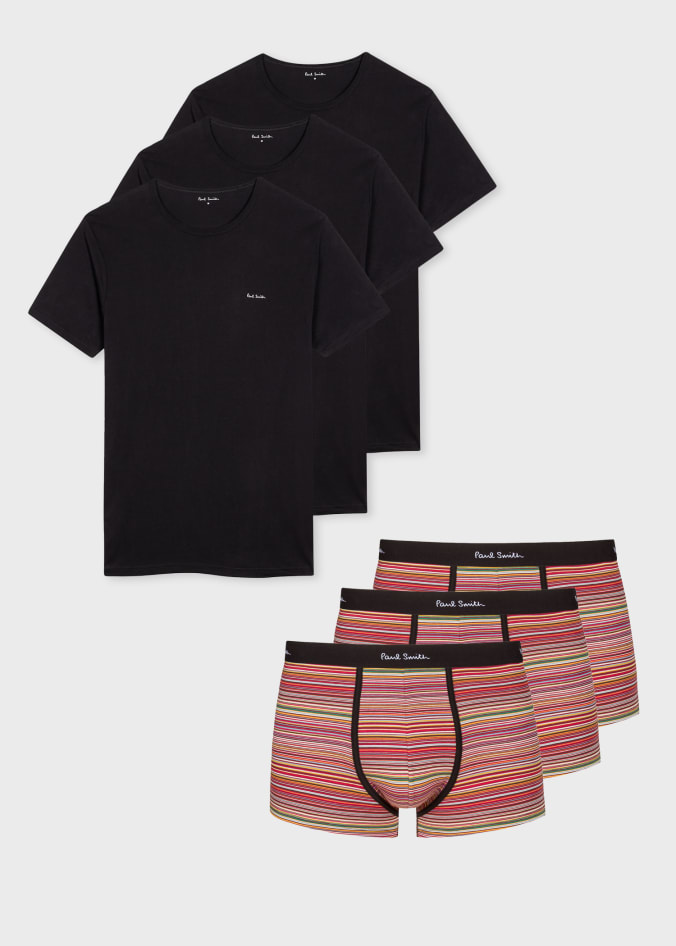 Men's Three Pack 'Signature Stripe' Complete Underwear Gift Set