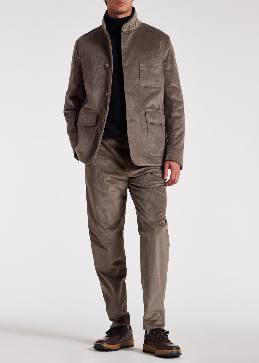 Men's Grey Corduroy Wadded Work Jacket