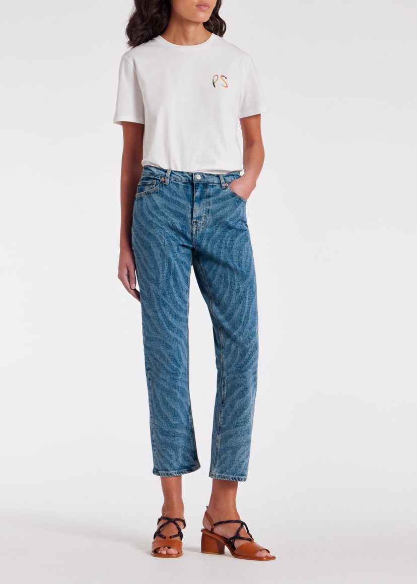 Women's Mid-Wash Straight-Leg Zebra Jeans