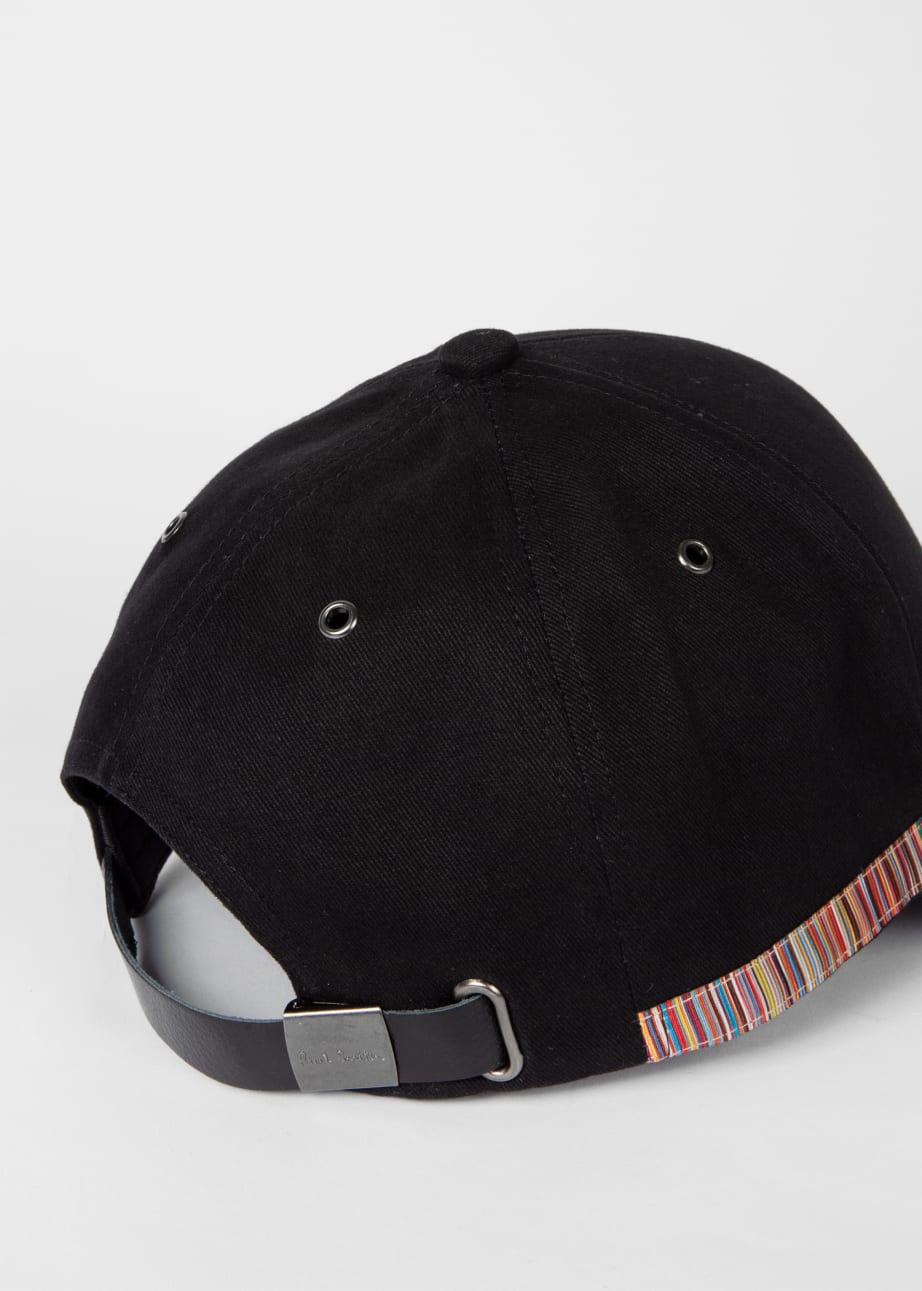 Black 'Signature Stripe' Trim Cotton Baseball Cap