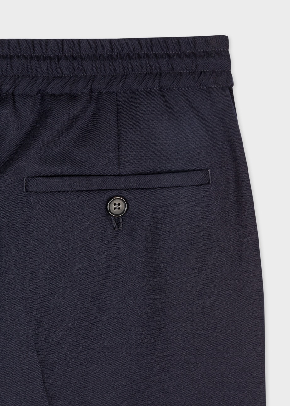 A Suit To Travel In - Navy Drawstring-Waist Wool Pants
