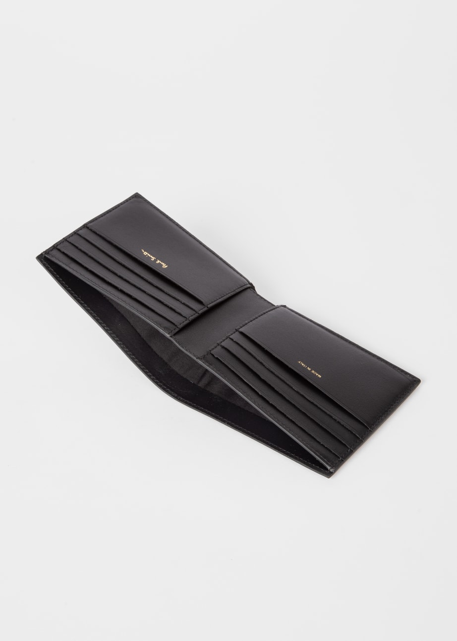 Black Leather Leather Monogrammed Billfold Wallet