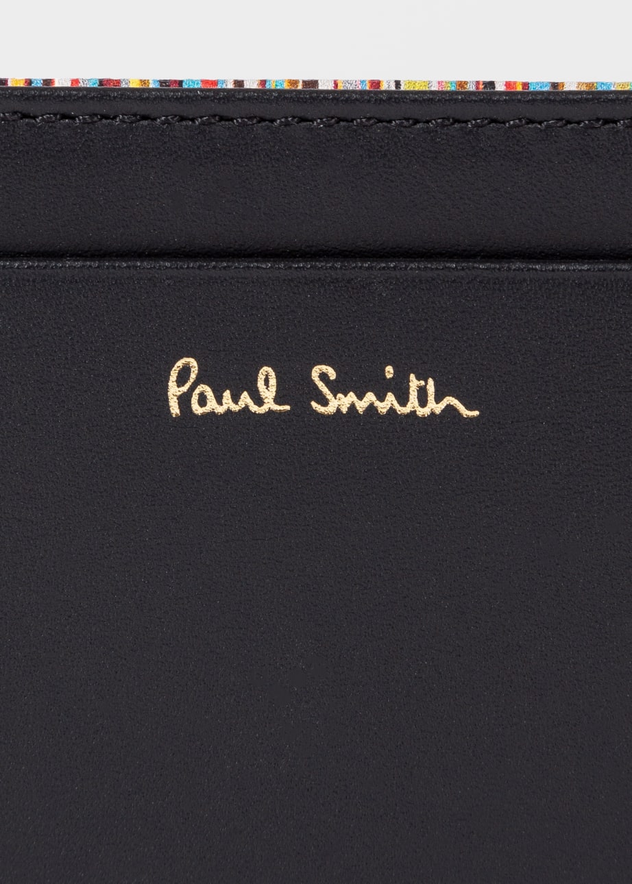 Black 'Signature Stripe' Leather Card Holder
