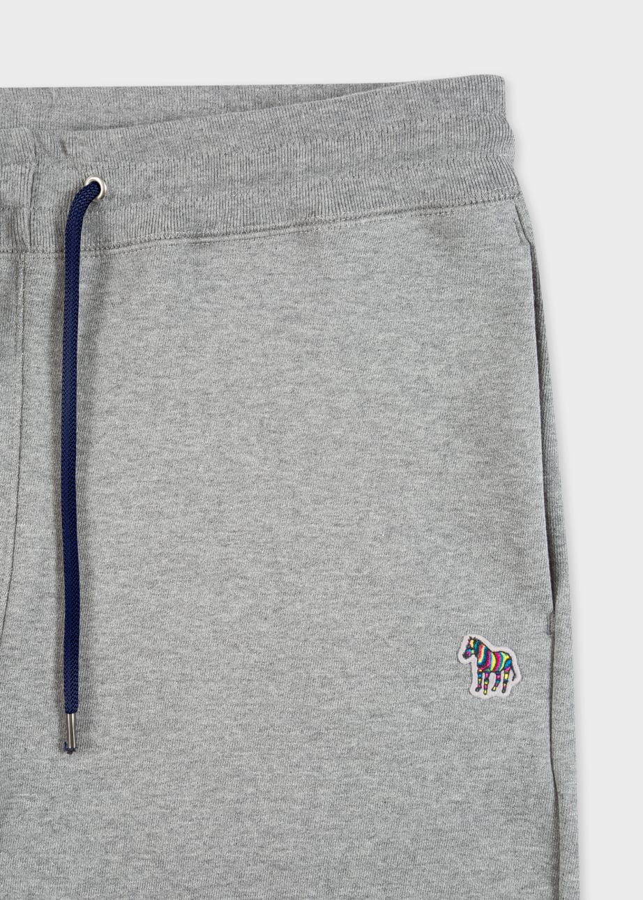 Tapered-Fit Grey Zebra Logo Cotton Sweatpants