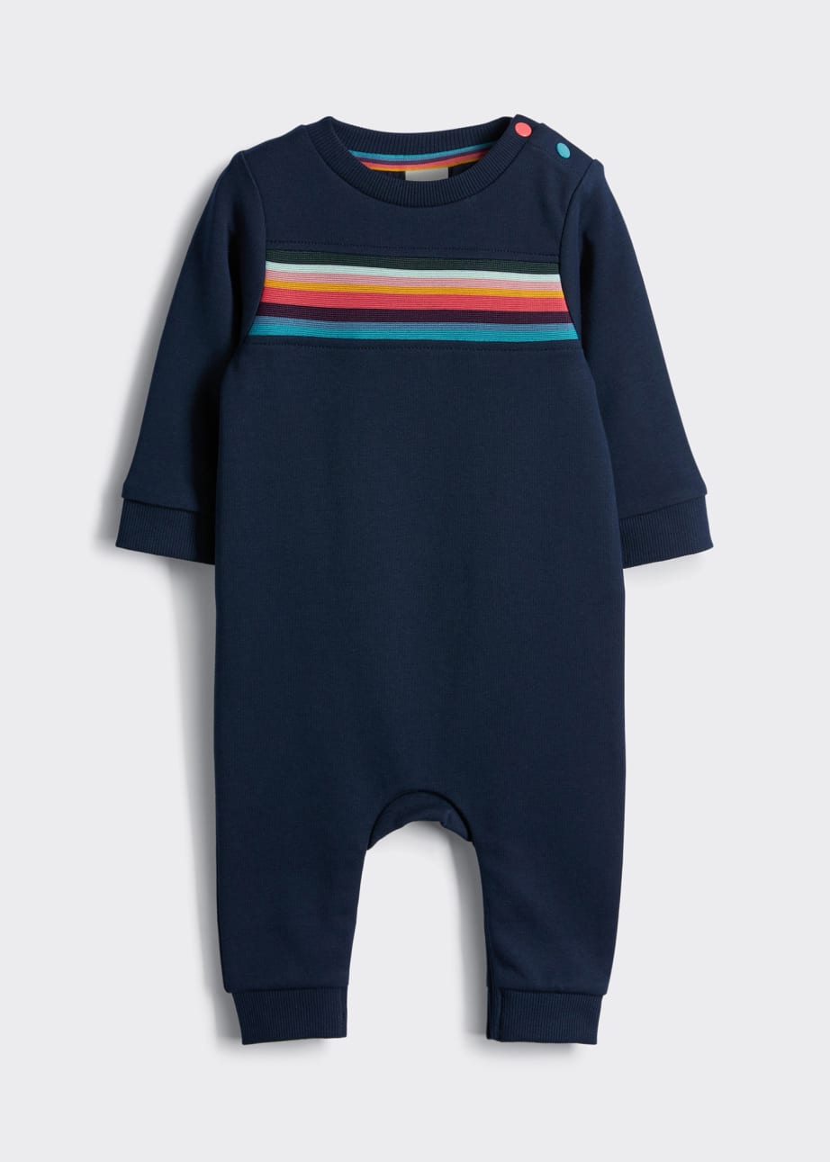 Babies Navy 'Artist Stripe' Zebra Long-Sleeve Baby Grow