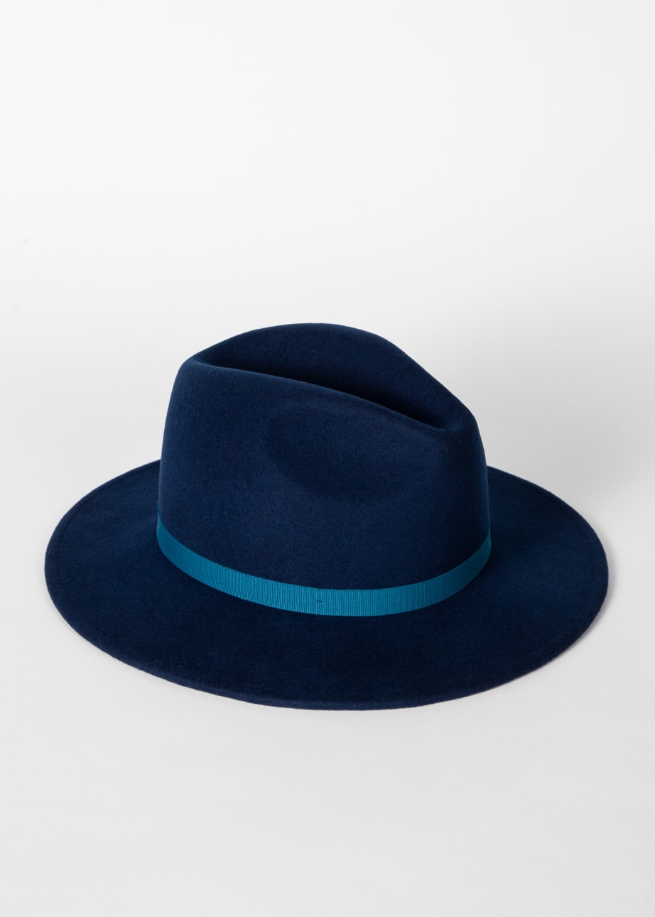 Women's Navy Wool Felt Fedora