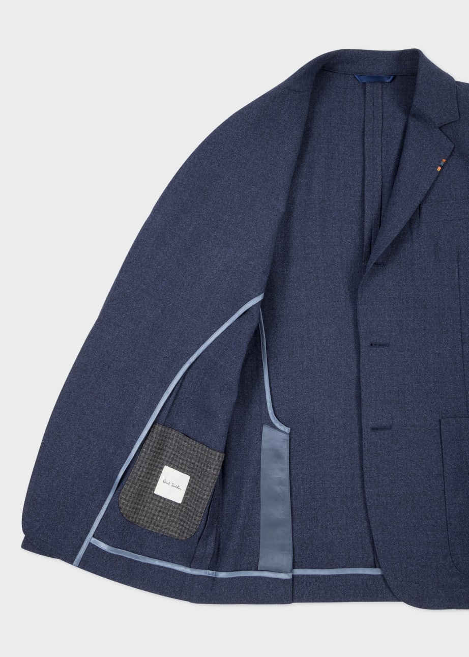 Men's Slate Blue Marl Two-Ply Hopsack Three-Button Blazer