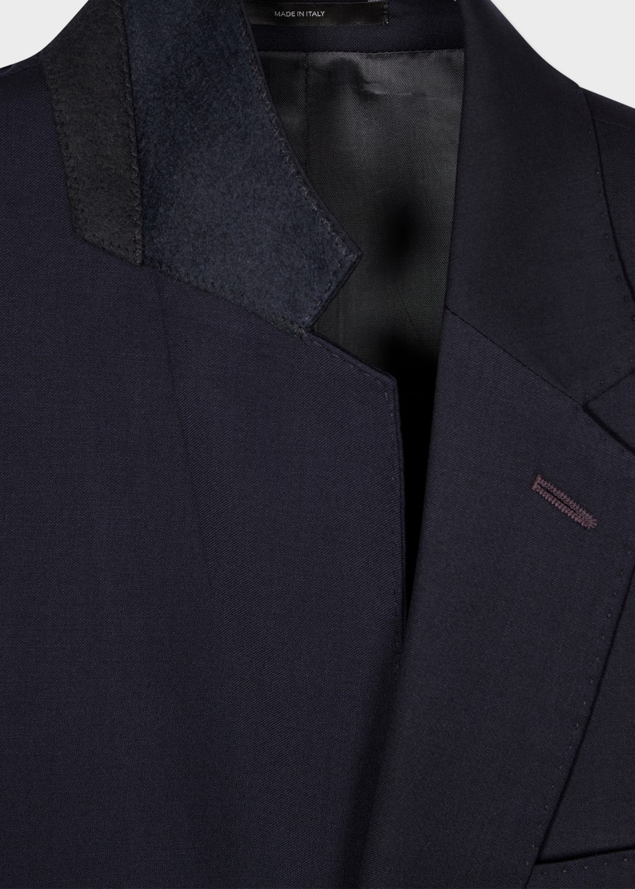 Men's Tailored-Fit Navy Wool Twill Two-Button Suit