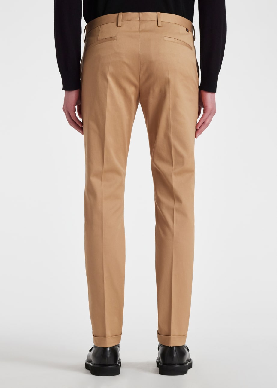 Men's Slim-Fit Tan Cotton-Stretch Chinos
