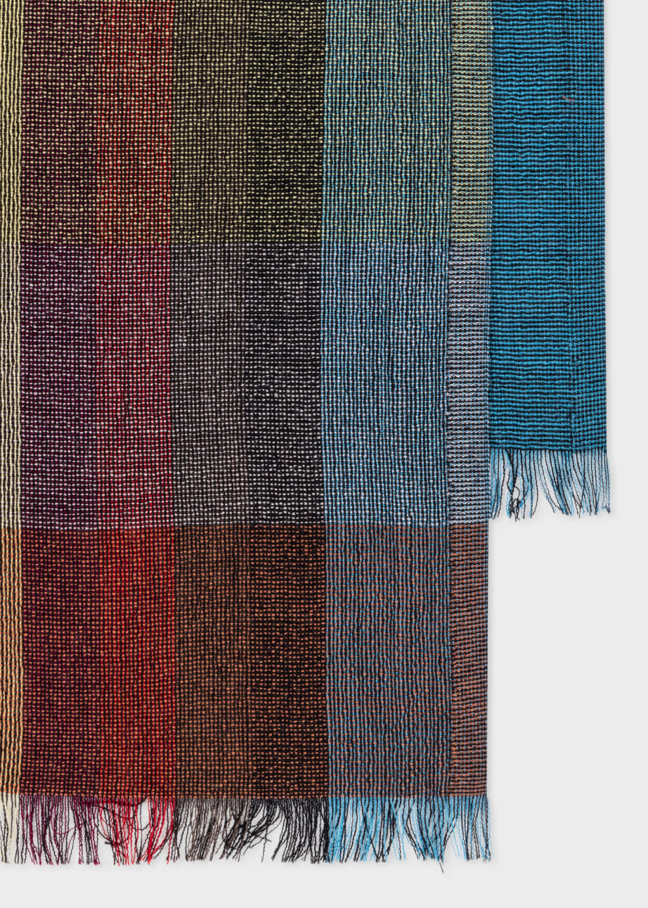 Men's Wool-Silk 'Signature Stripe Check' Scarf