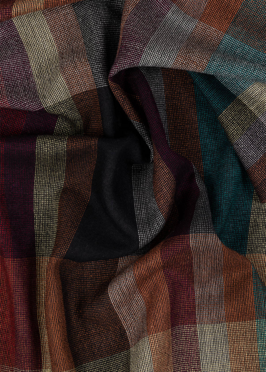 Men's Wool-Silk 'Signature Stripe Check' Scarf