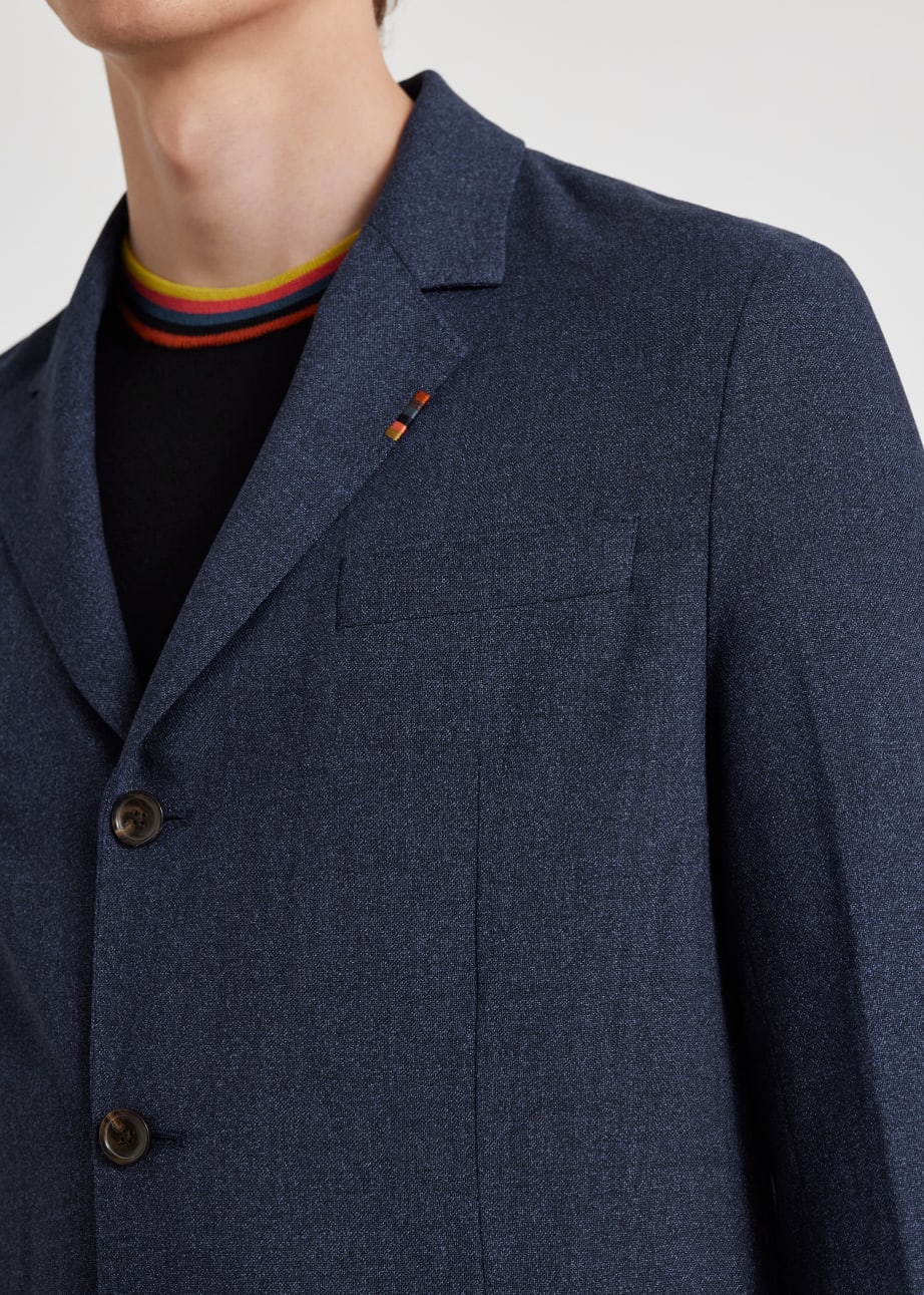 Men's Slate Blue Marl Two-Ply Hopsack Three-Button Blazer