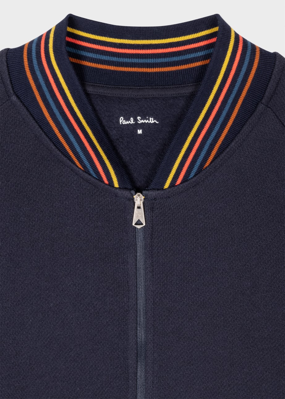 Men's Navy Cotton 'Artist Stripe' Zip Lounge Top