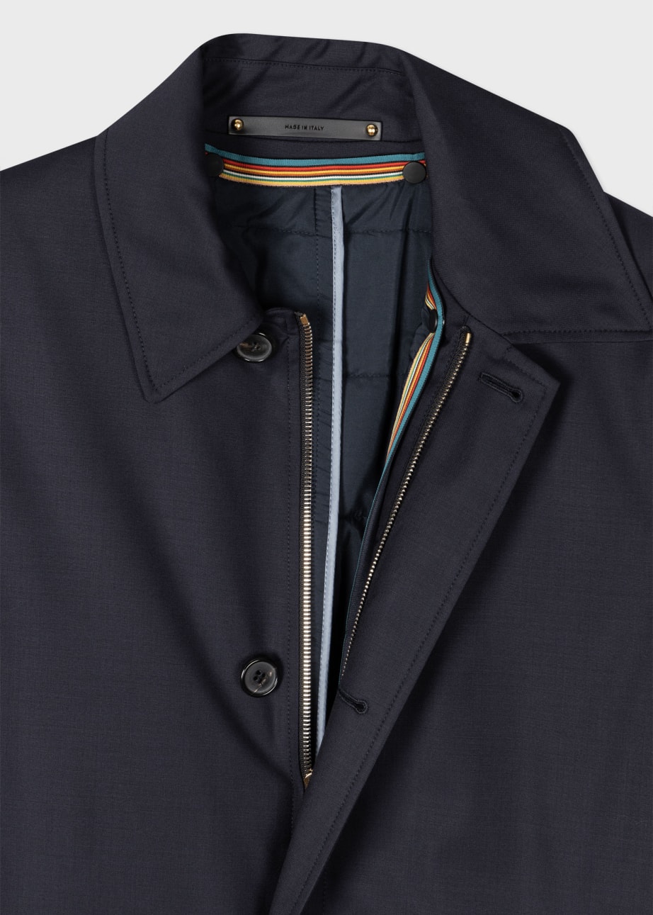 Navy 'Storm System' Wool Mac With Detachable Gilet
