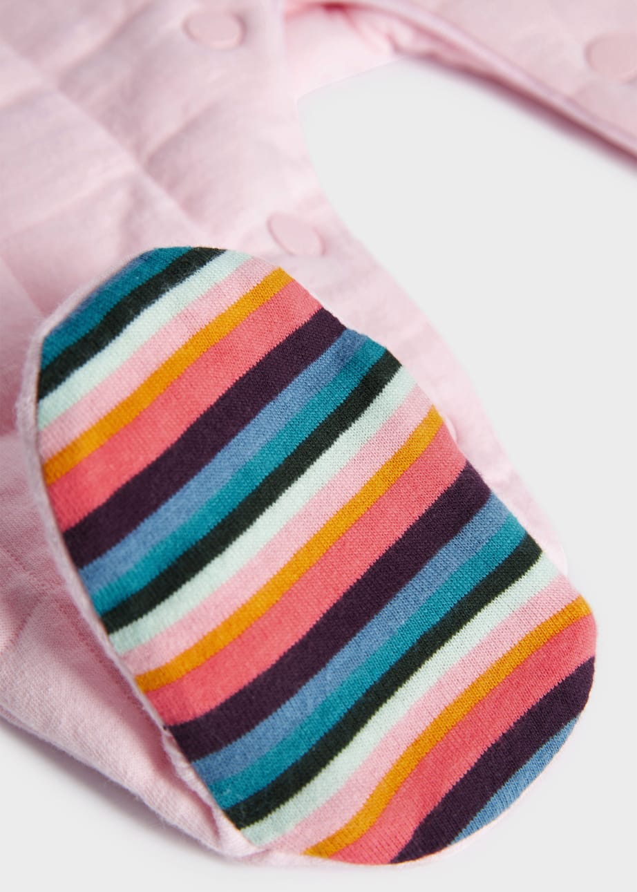 Babies Light Pink Zebra Logo Quilted Baby Grow