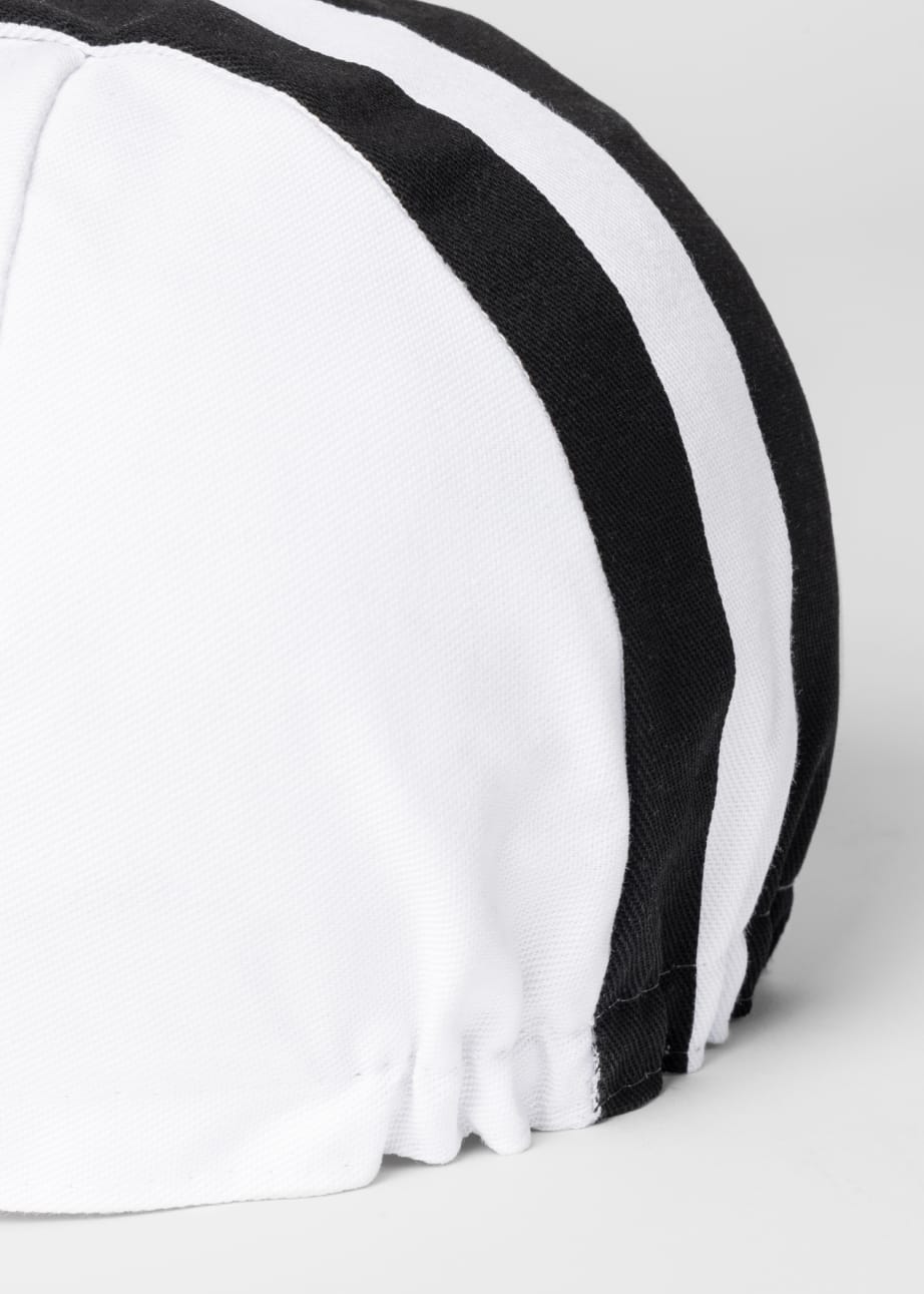 White and Black Stripe Cycling Cap