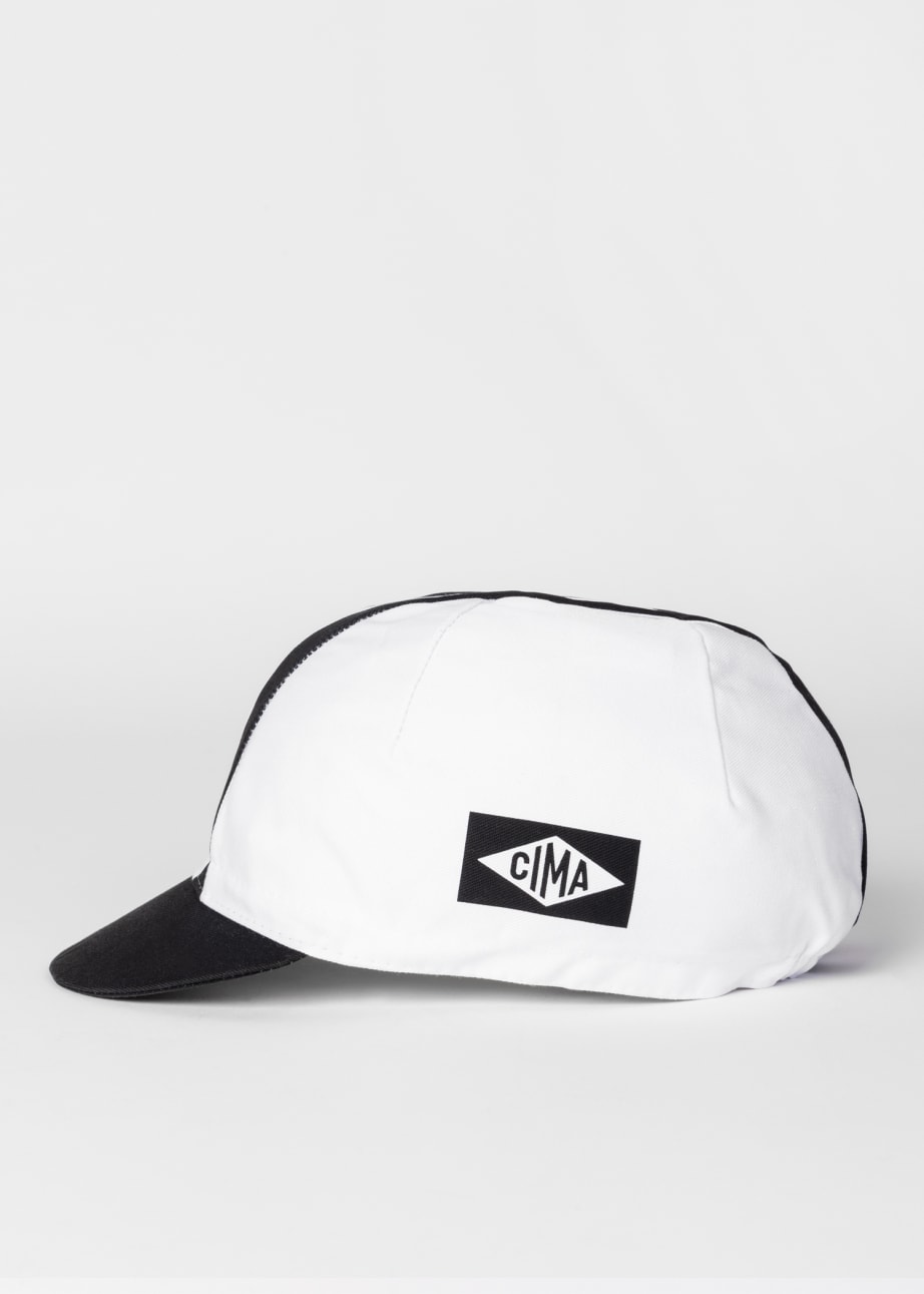 White and Black Stripe Cycling Cap
