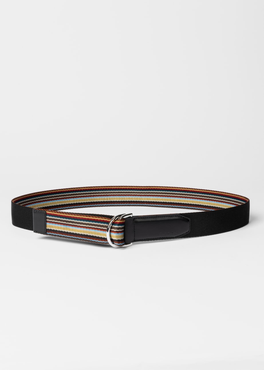 Men's Black 'Signature Stripe' Jacquard Belt