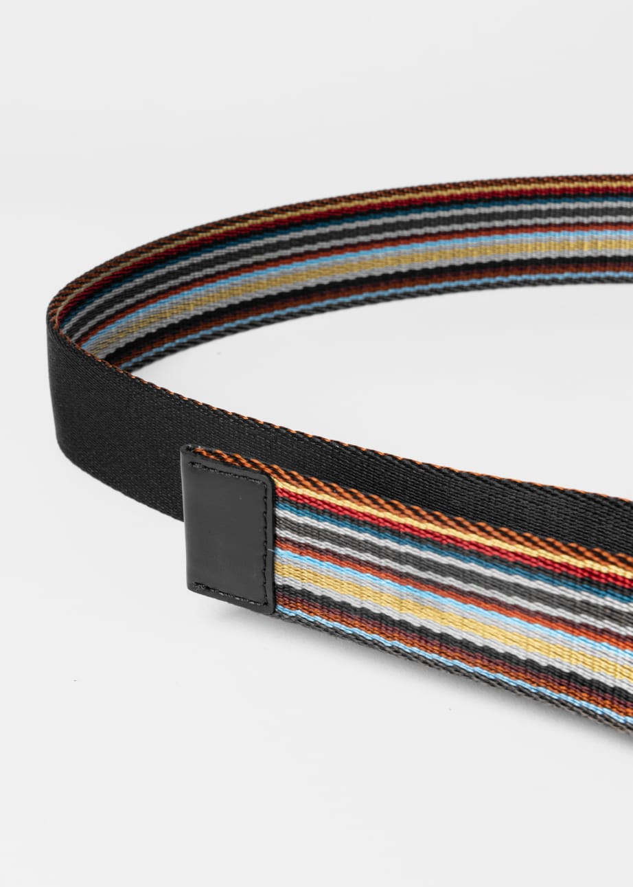 Men's Black 'Signature Stripe' Jacquard Belt