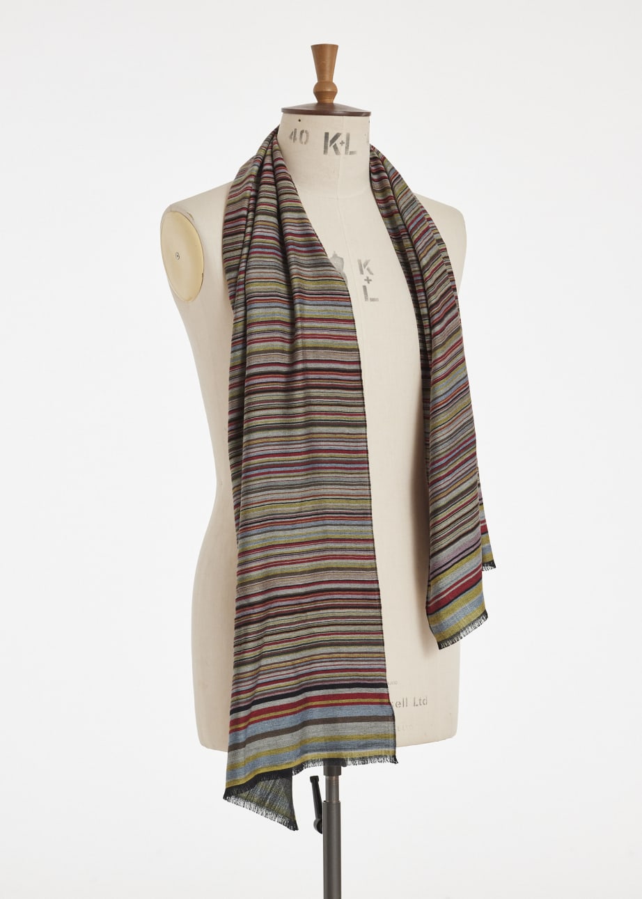 Men's 'Signature Stripe' Silk-Wool Blend Scarf