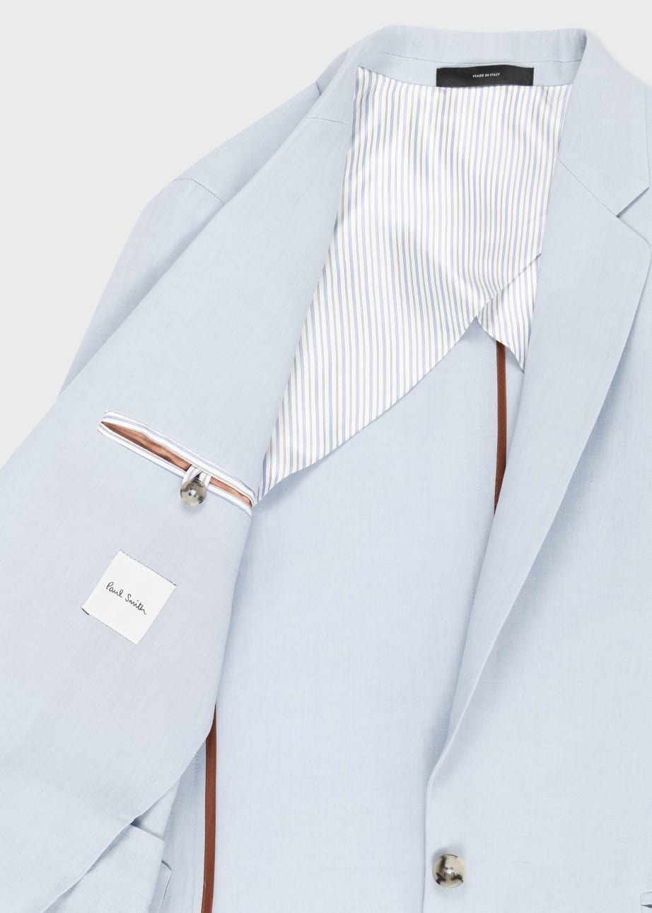 Women's Pale Blue Linen One-Button Blazer