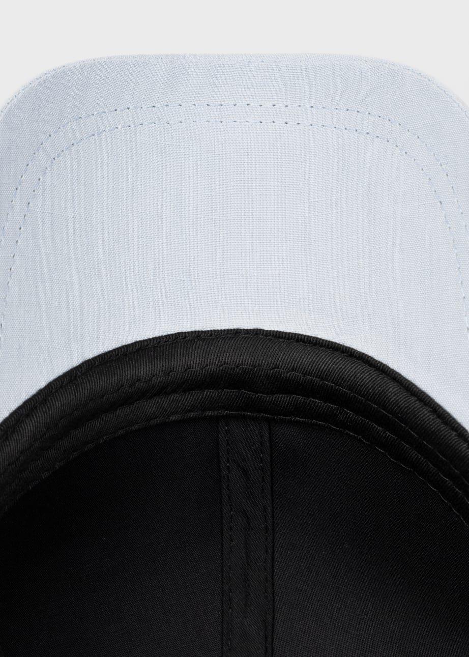 Sky Blue Linen Signature Stripe Trim Cap
