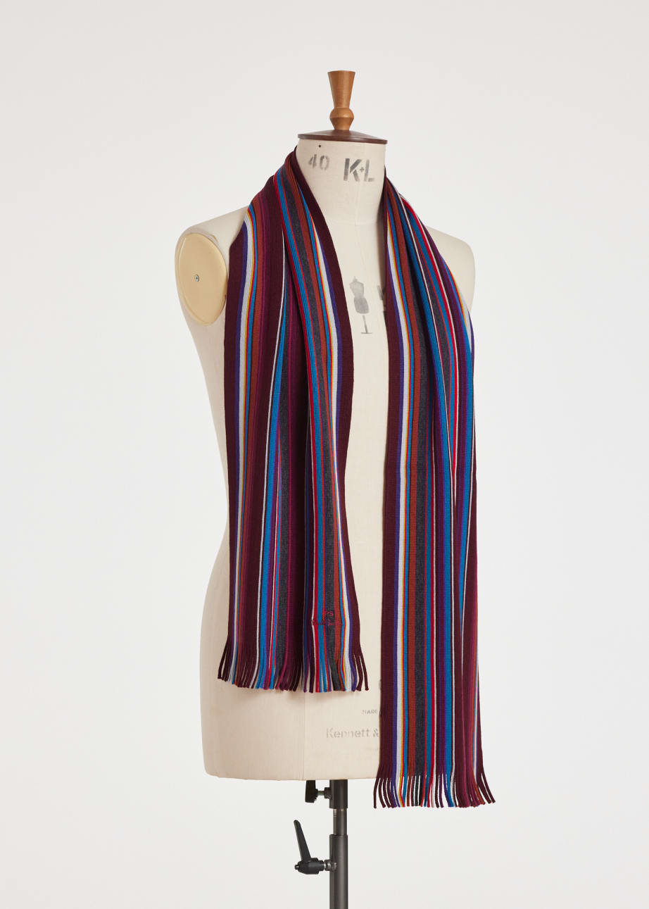 Burgundy Multicolour Stripe Scarf
