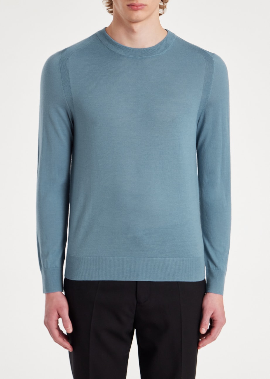 Men's Light Blue Merino Wool Sweater