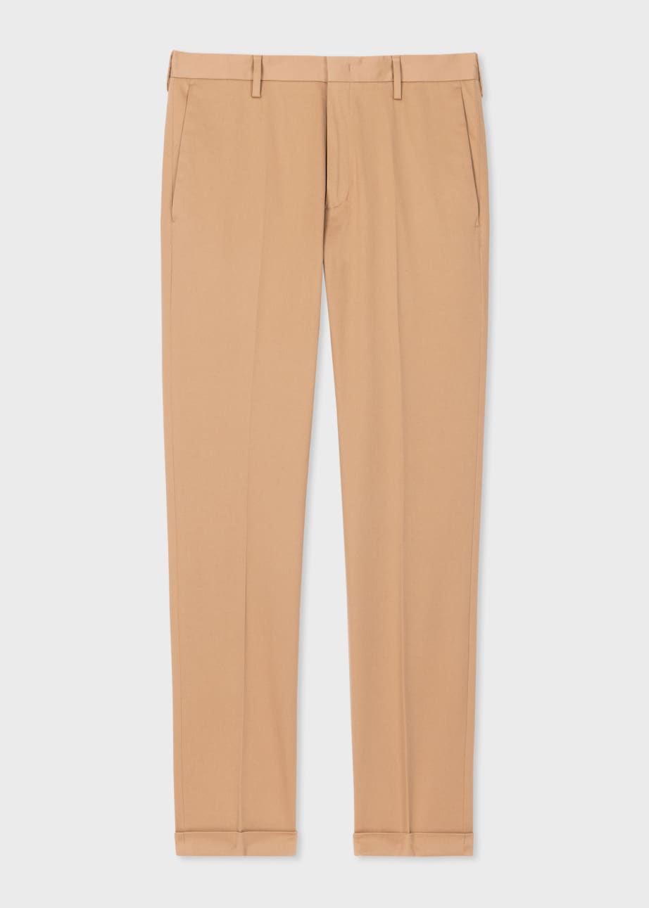 Men's Slim-Fit Tan Cotton-Stretch Chinos