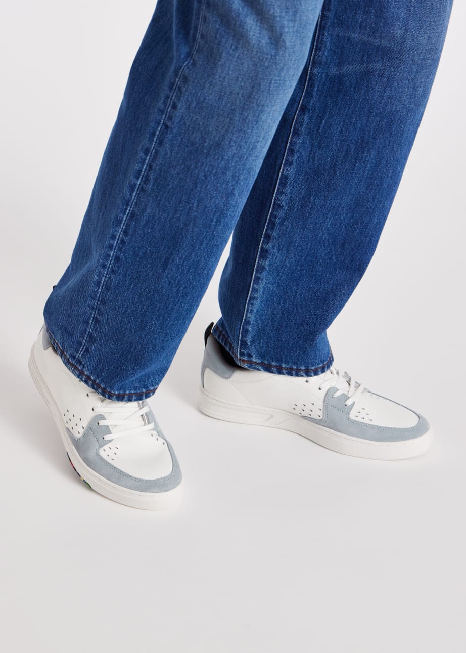 Men's White and Light Blue 'Cosmo' Trainers