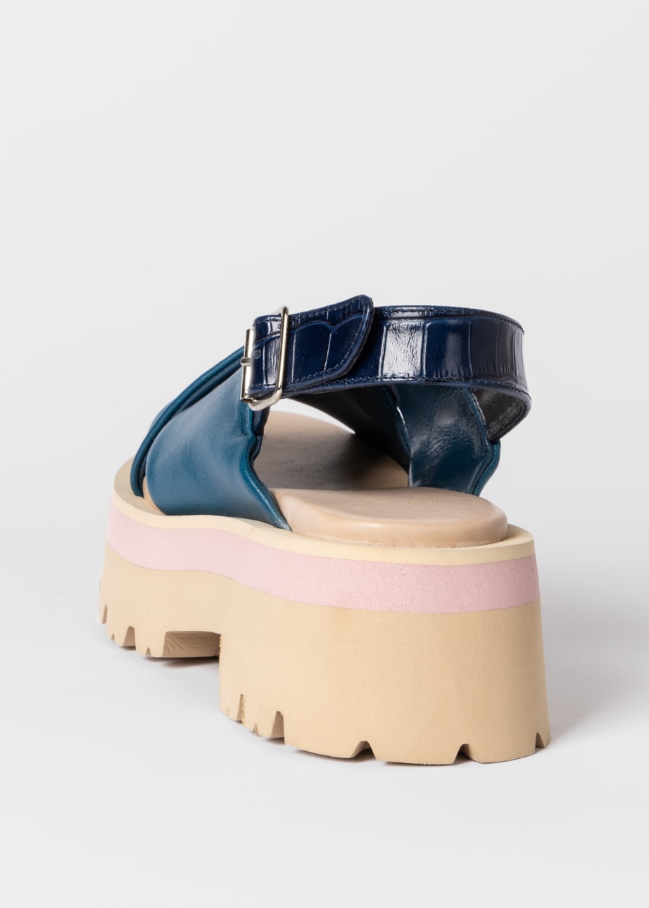 Women's Blue 'Logan' Leather Platform Sandals