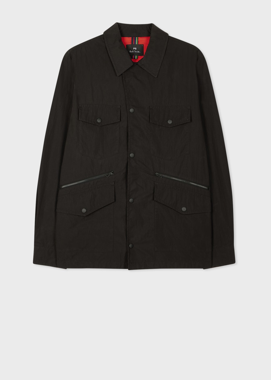 Black Cotton-Blend Work Jacket