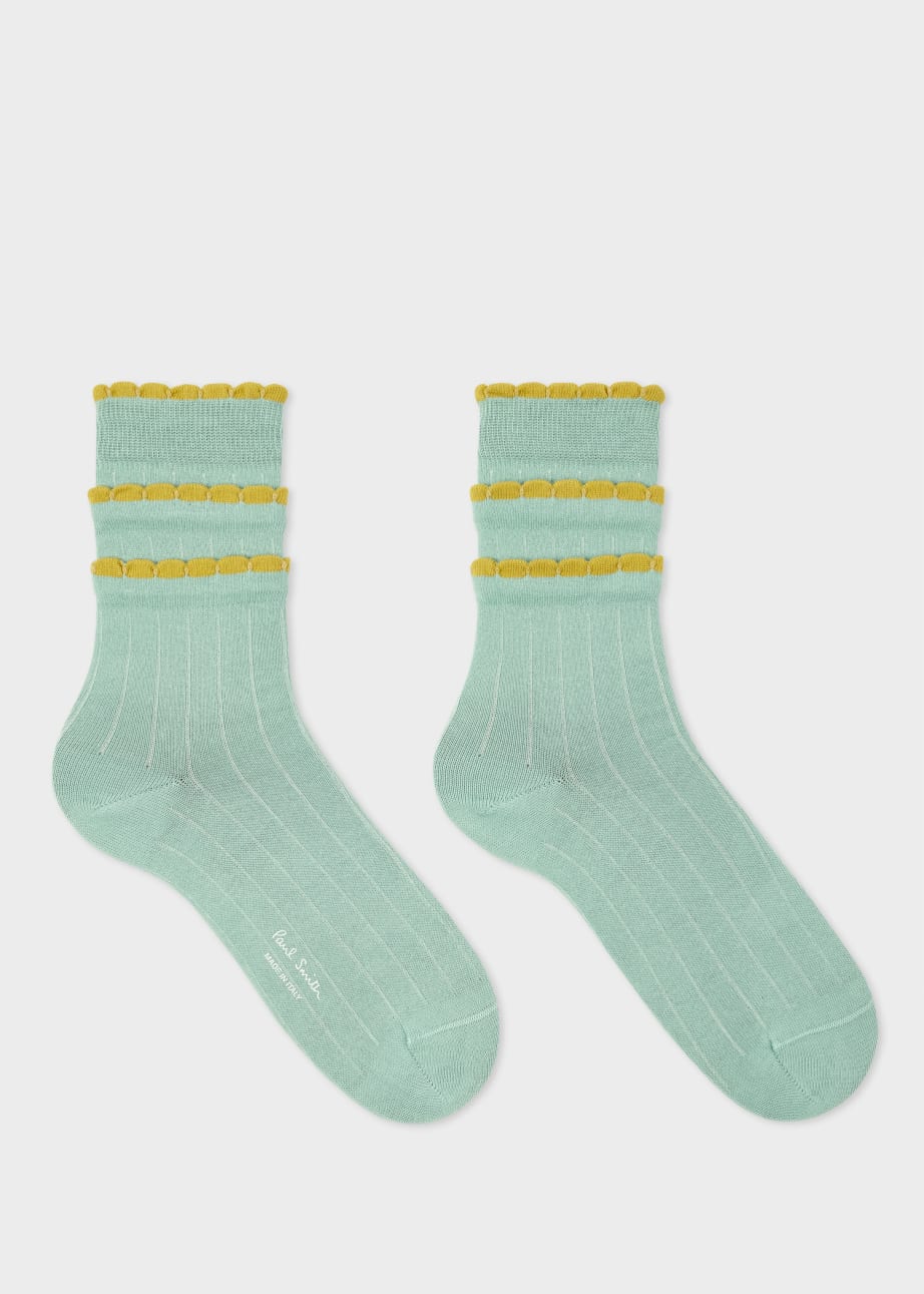 Women's Duck Egg Blue Ruffle Socks