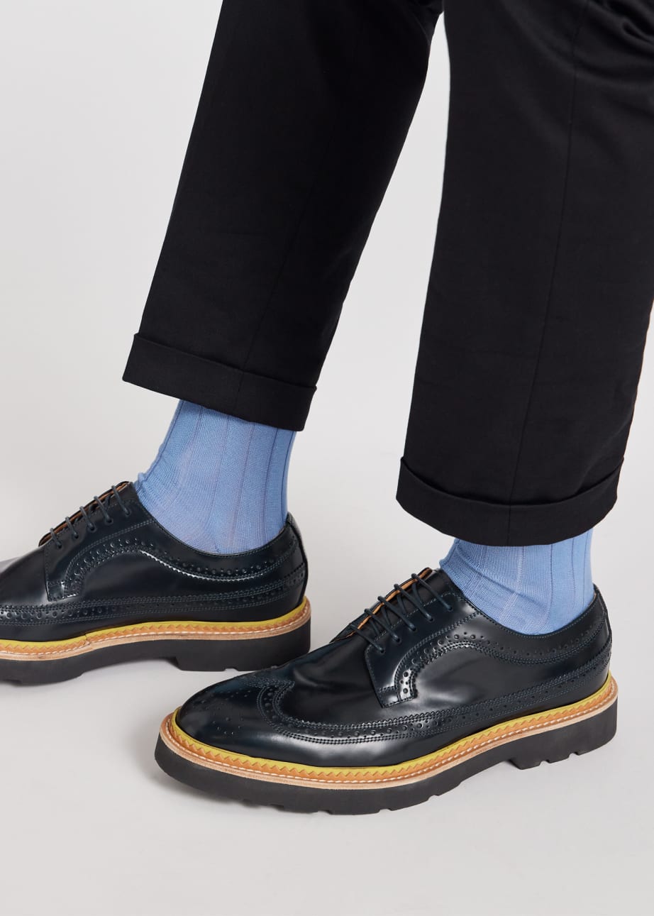 Men's Navy High-Shine Leather 'Count' Brogues