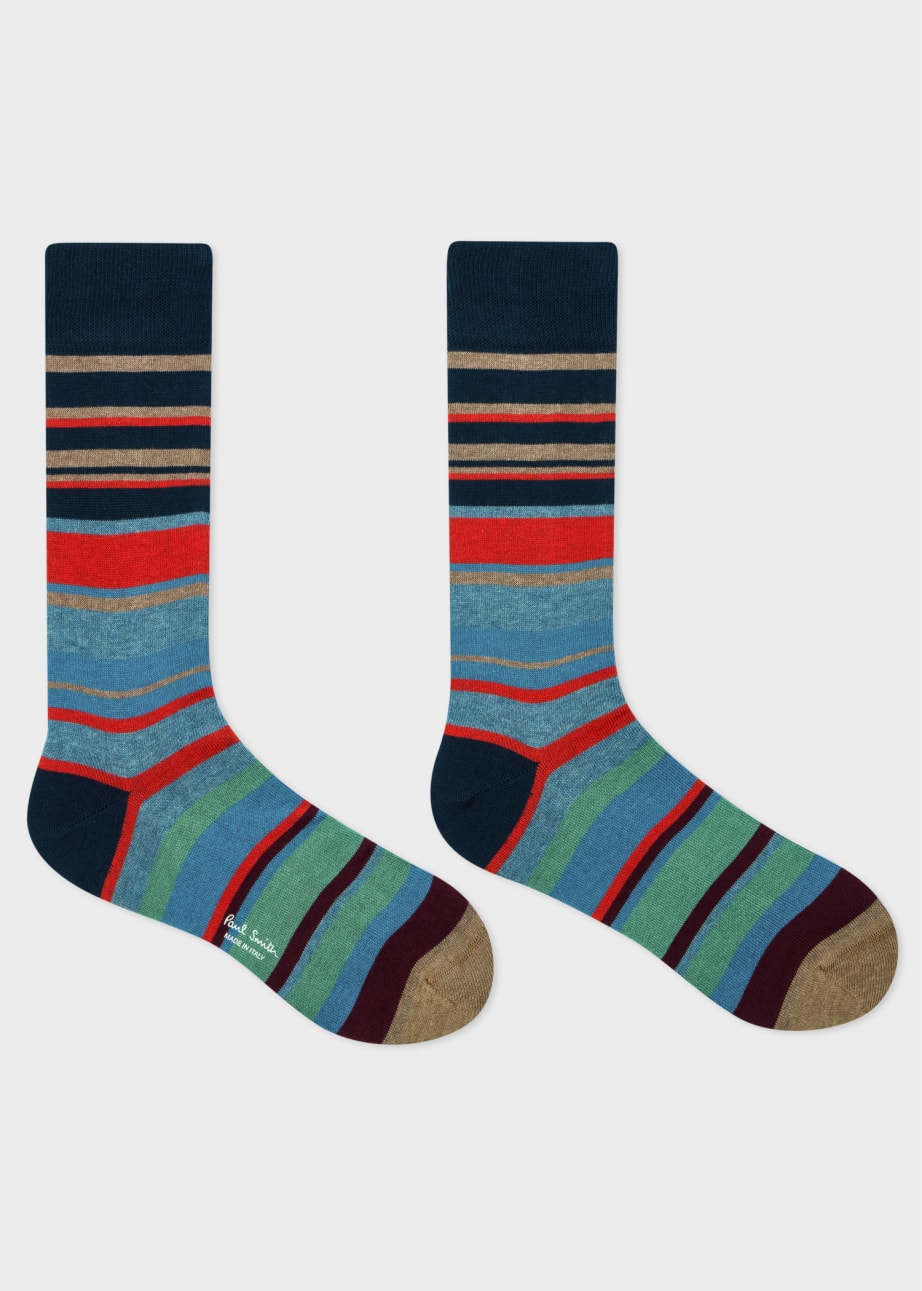 Navy Mixed Stripe Socks