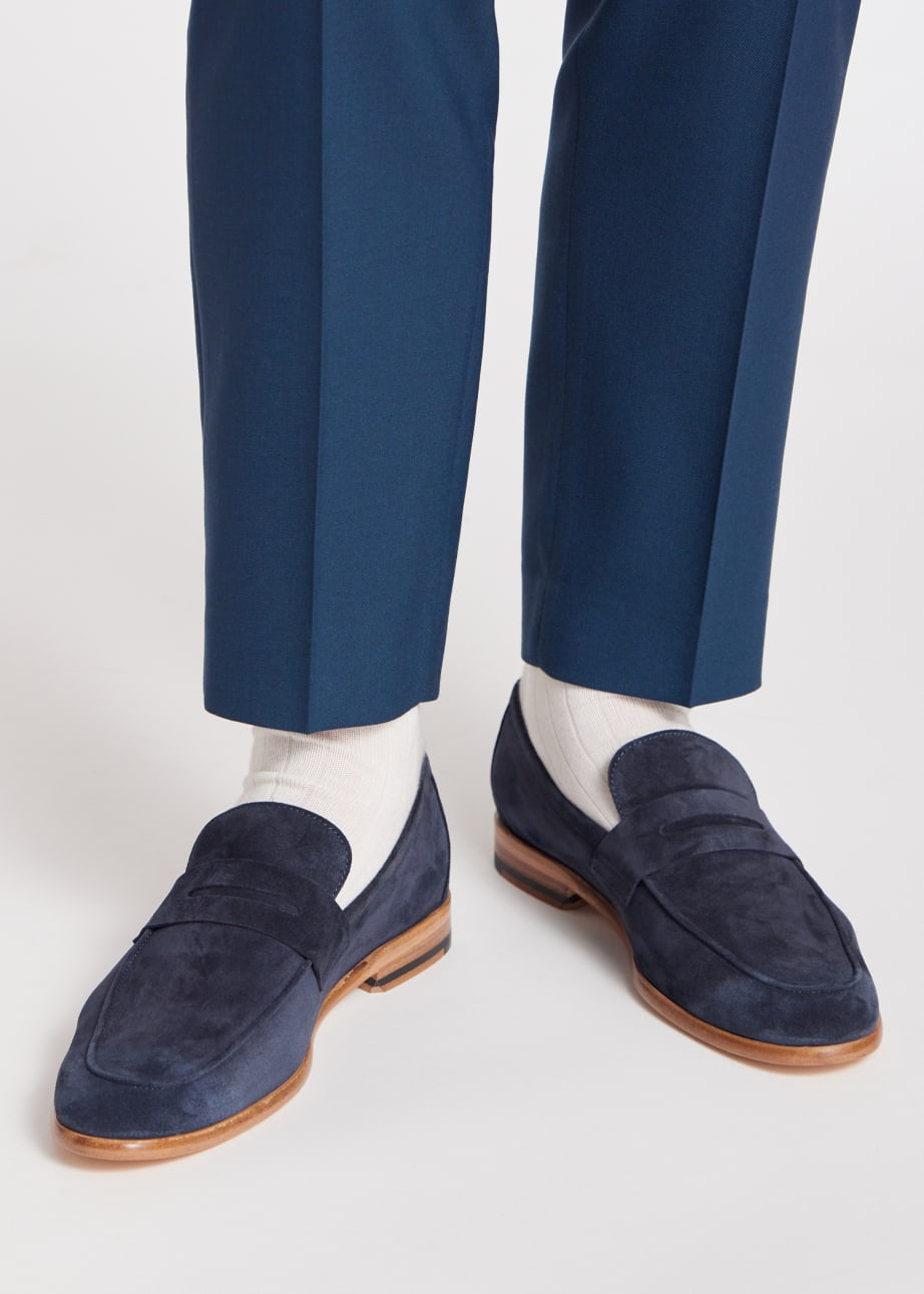 Women's Navy Blue Suede 'Figaro' Loafers Paul Smith